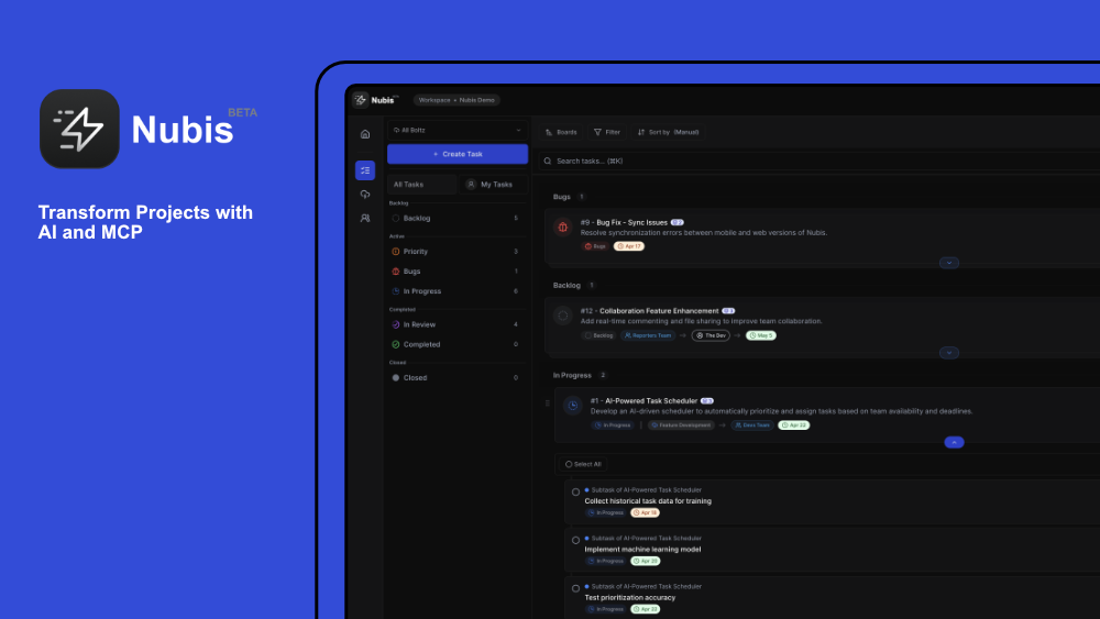 Nubis: AI Project Management Tool - Generative AI Workflow Automation